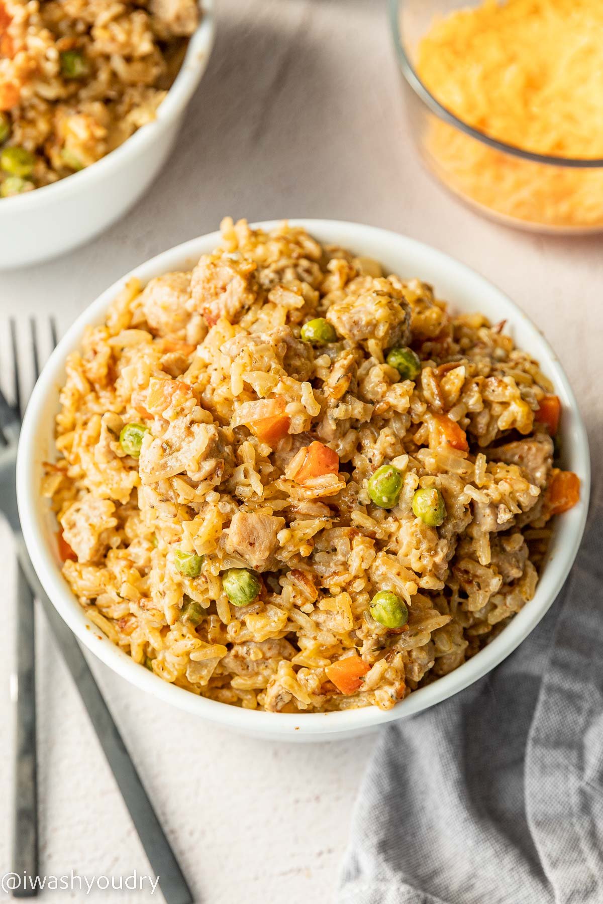 Cheesy Pork and Rice Skillet - I Wash You Dry