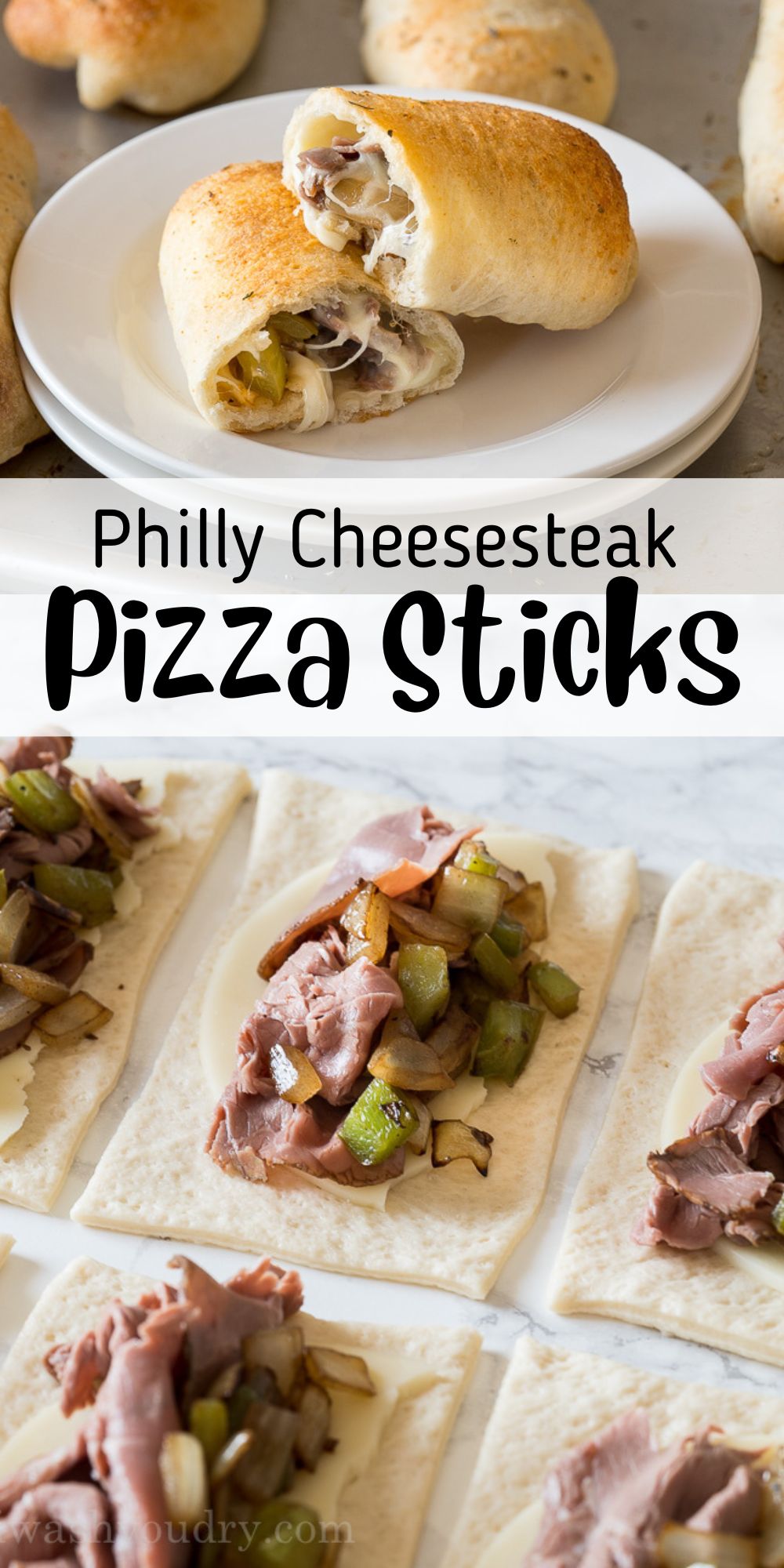 Philly Cheese Steak Pizza Sticks - I Wash You Dry