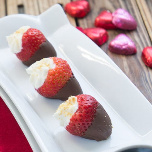 Chocolate filled strawberries store