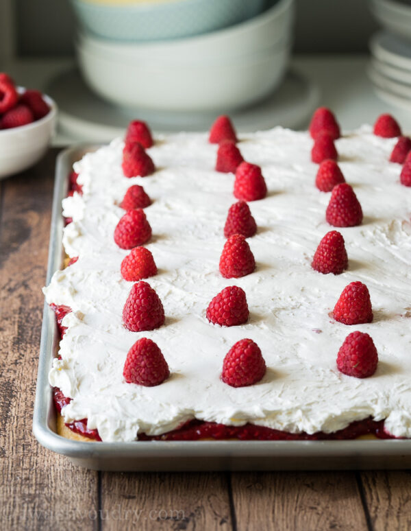 Vanilla Raspberry Sheet Cake Recipe - I Wash You Dry