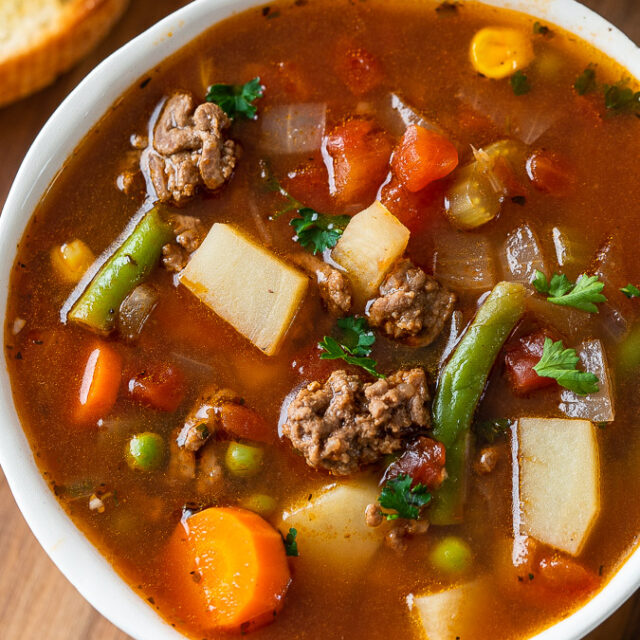 Quick Vegetable Ground Beef Soup - I Wash You Dry