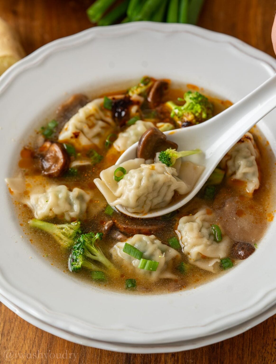 Quick Wonton Soup with Mushrooms - I Wash You Dry